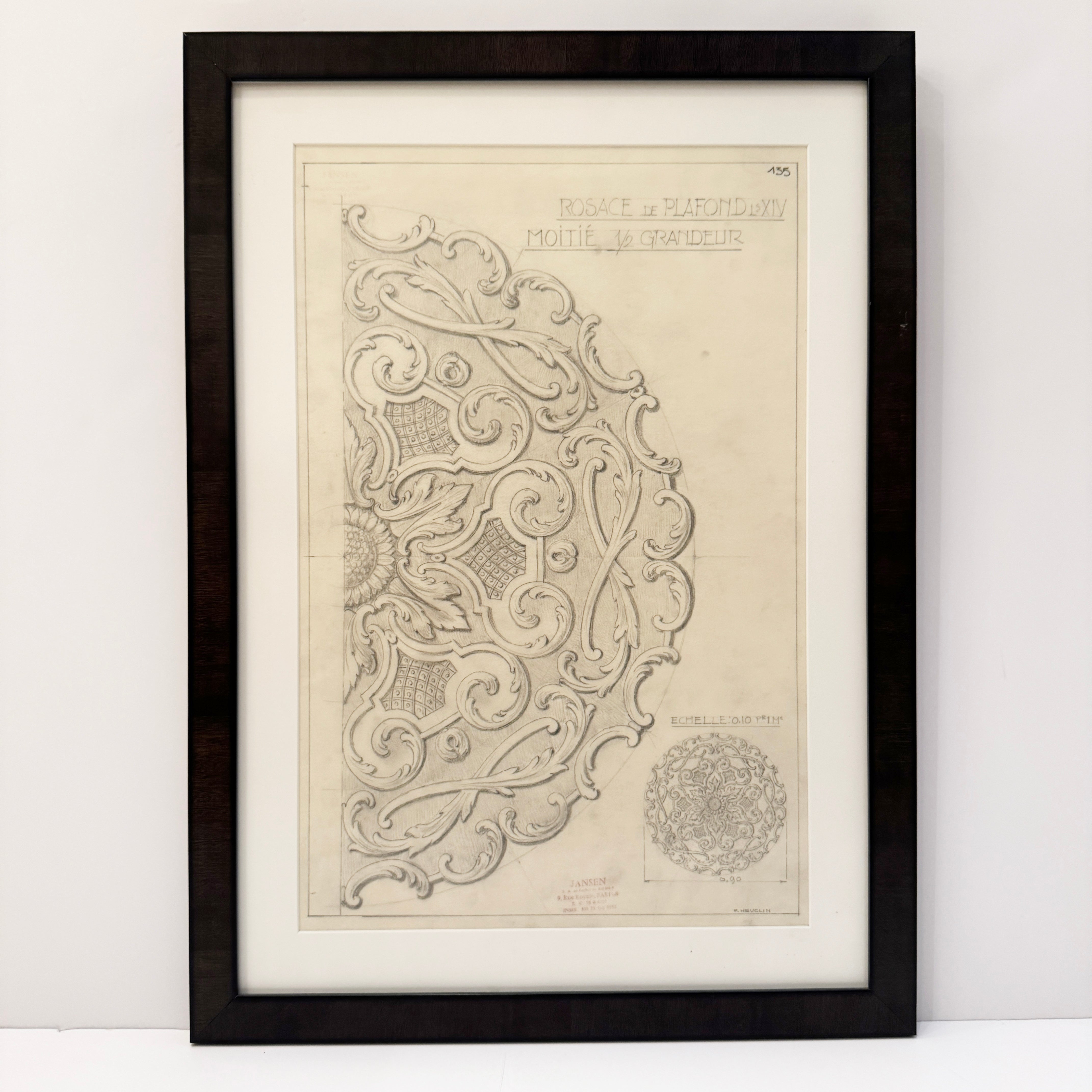 Maison Jansen Original Architectural Detail Pencil Drawing, France 194 ...